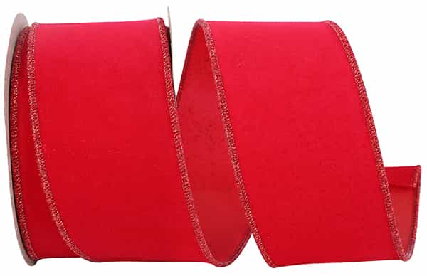 Ribbon - Velorene Sparkle 2 Wired Edge, Red, 2-1/2 Inch, 10 Yards