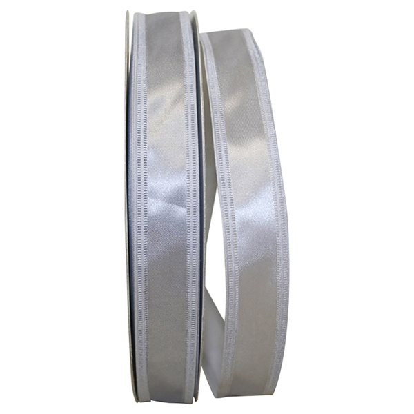 Silver 1 Inch Soft Satin EZ Wired Edge Ribbon for Gift Wrapping