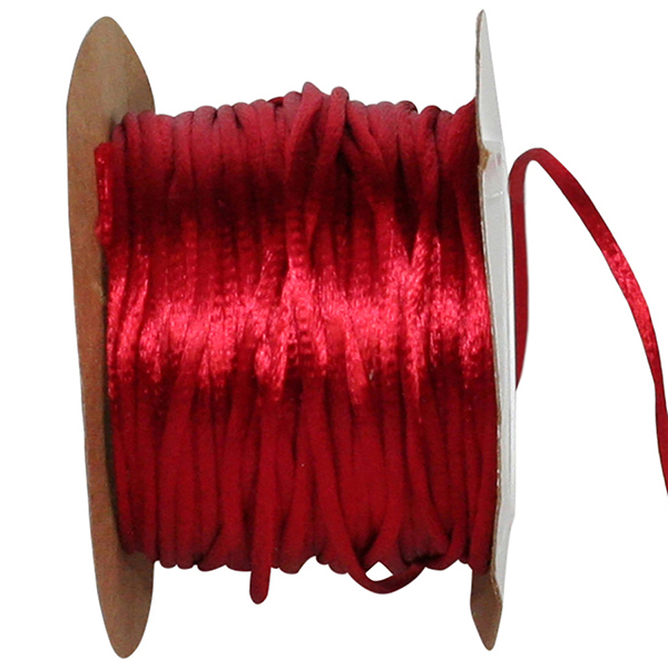 Home Decor Trimmings - Satin Cord, Red, 1/16 Inch, 20 Yards