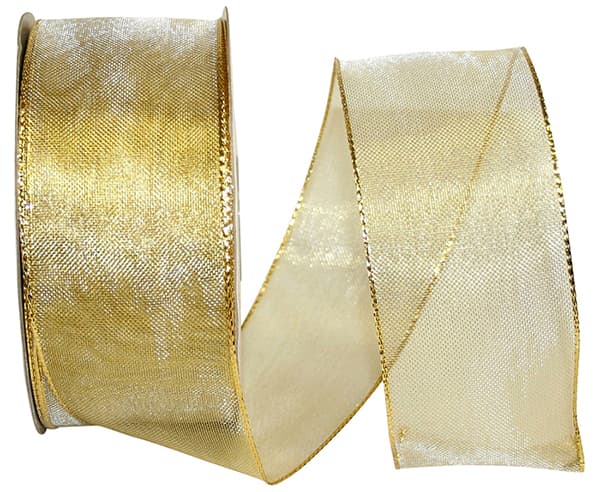 Gold Woven Mesh Shiny Value Wired Edge Ribbon Garland