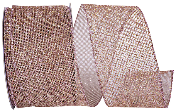 Rose Gold Micro Mesh Wired Edge Wholesale Fancy Ribbon