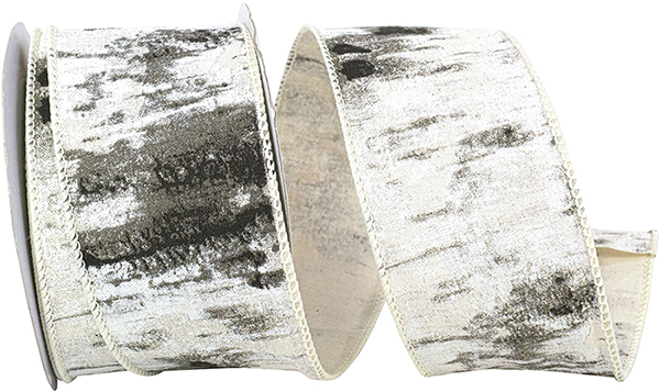 White Birch Tree Bark Forest Wired Edge Fancy Ribbon